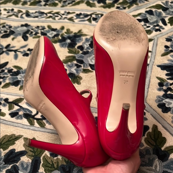 Miu Miu | Shoes | Miu Miu Red Patent Leather Mary Jane Heels Size 8 ...